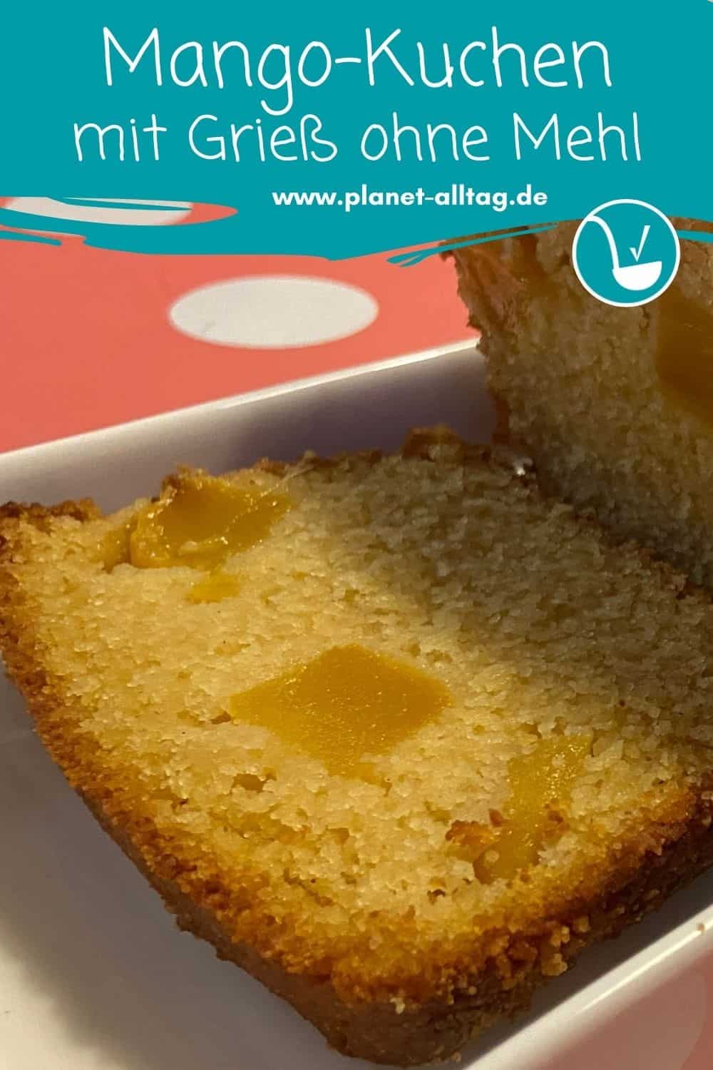 Rezept saftiger Mango-Kuchen mit Grieß ohne Mehl und ohne Hefe - vegan